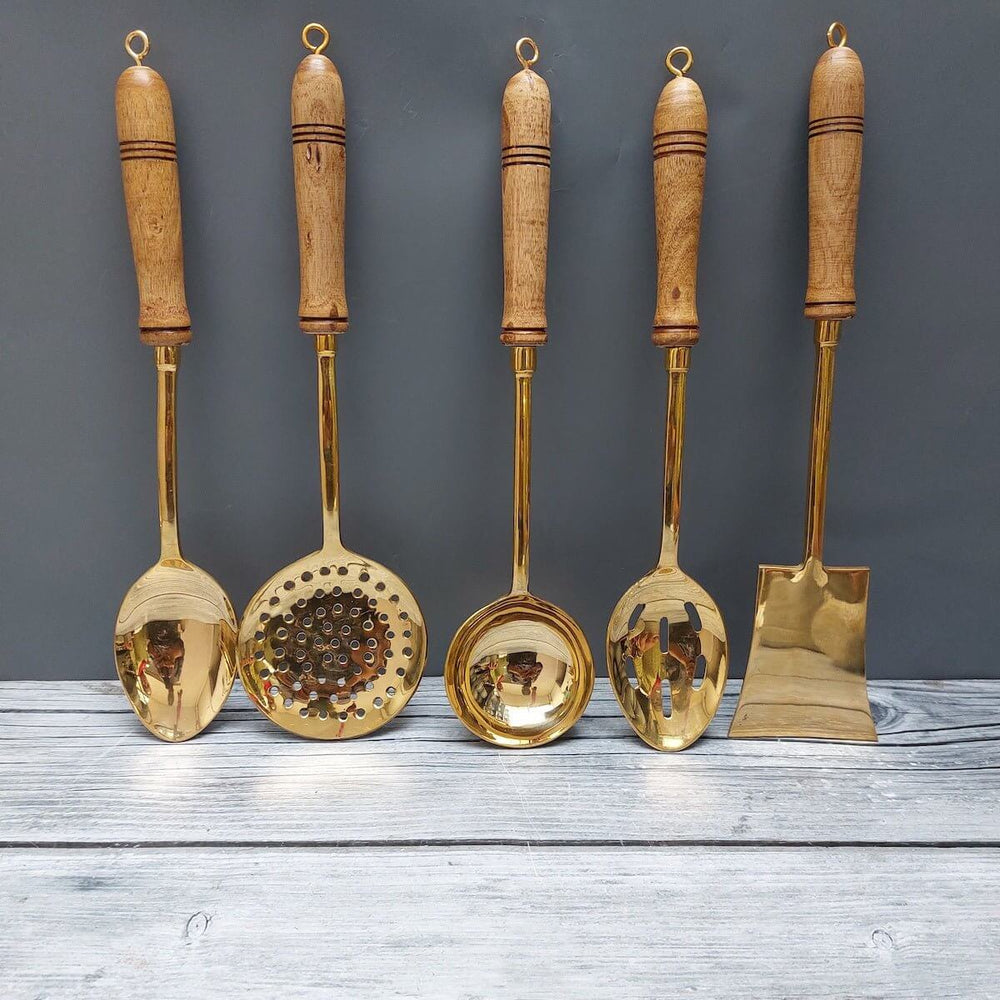 Brass Serving/Cooking Ladle Set of 5 | Kitchen Accessories | Zishta