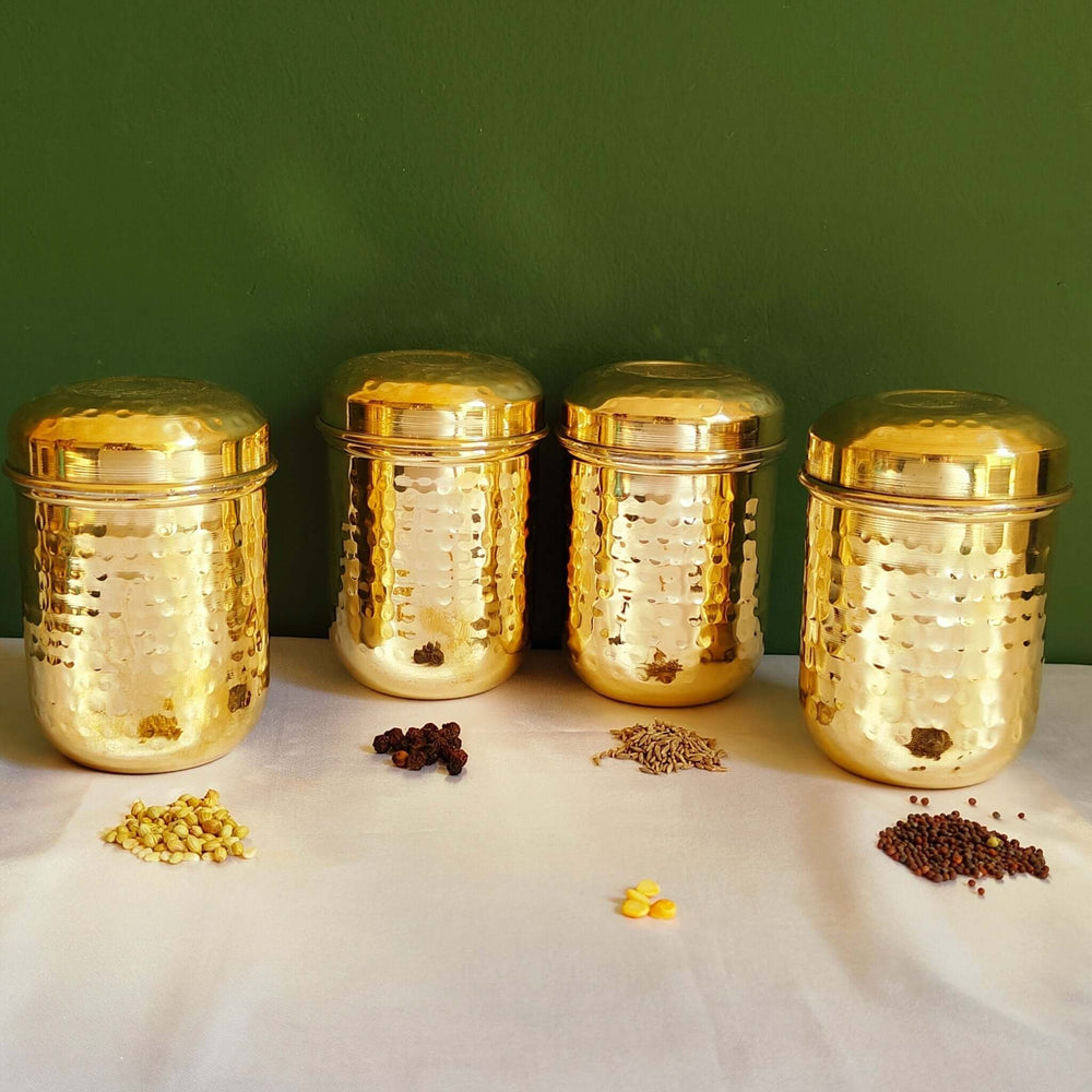 Brass Storage Canister Hammered - Extra Small (Set of 2)