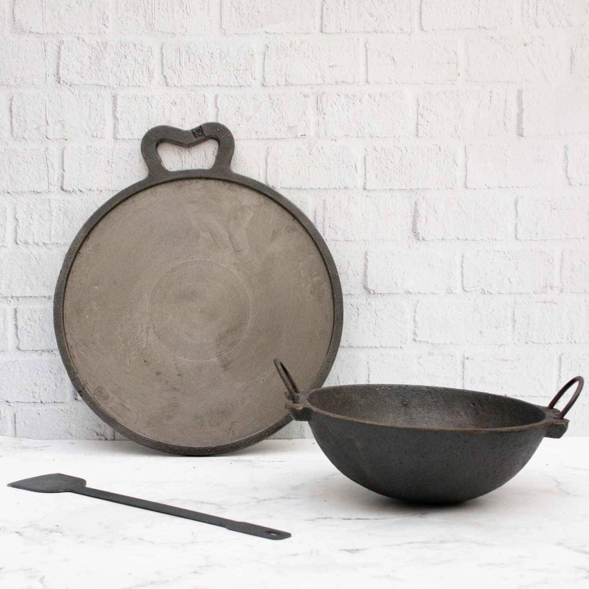 Cast Iron Combo: Kadai, Smooth Tawa, Dosa Ladle | Buy Online | Zishta