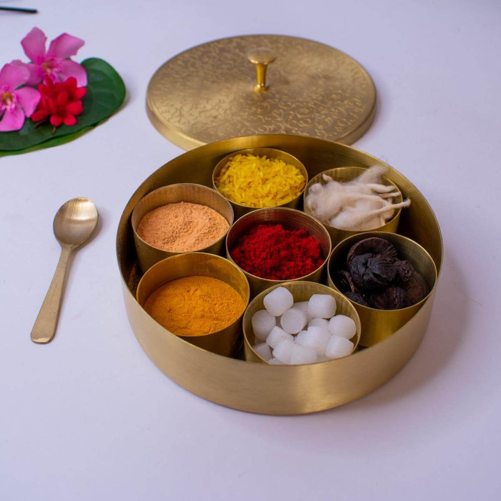 Elegant Brass Pooja Box for Spiritual Essentials | Home Decor | Zishta