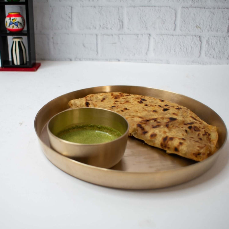 Handcrafted Kansa Thali - Medium Size, Matt Finish for Healthy Dining