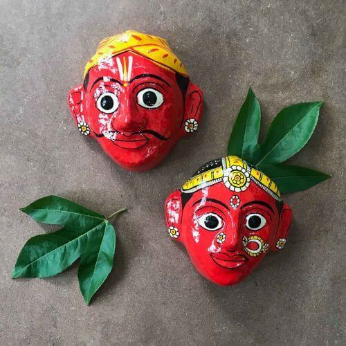 Nakashi Paintings Wall Mask -red| Traditional Wall Art | Zishta.com