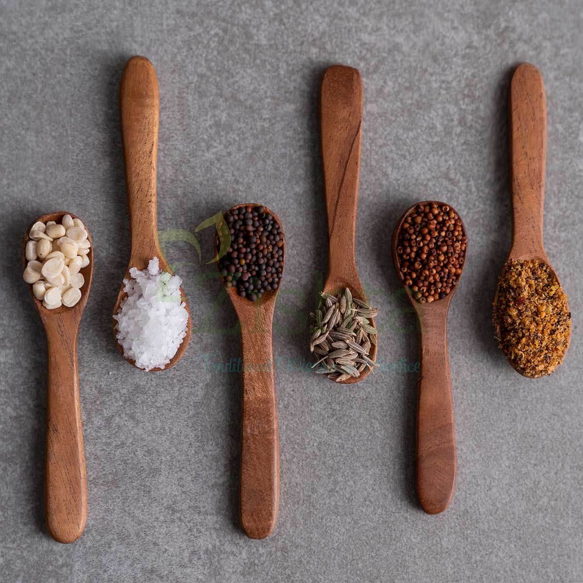 Handcrafted Neem Wood Masala Spoons: Set of 6