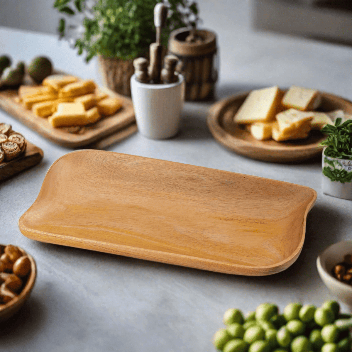 Neem Wood Rectangle Platter | Traditional Serveware | Zishta