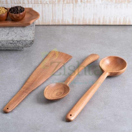 Zishta Handcrafted Neem Wooden Ladle Breakfast Set | Buy Online