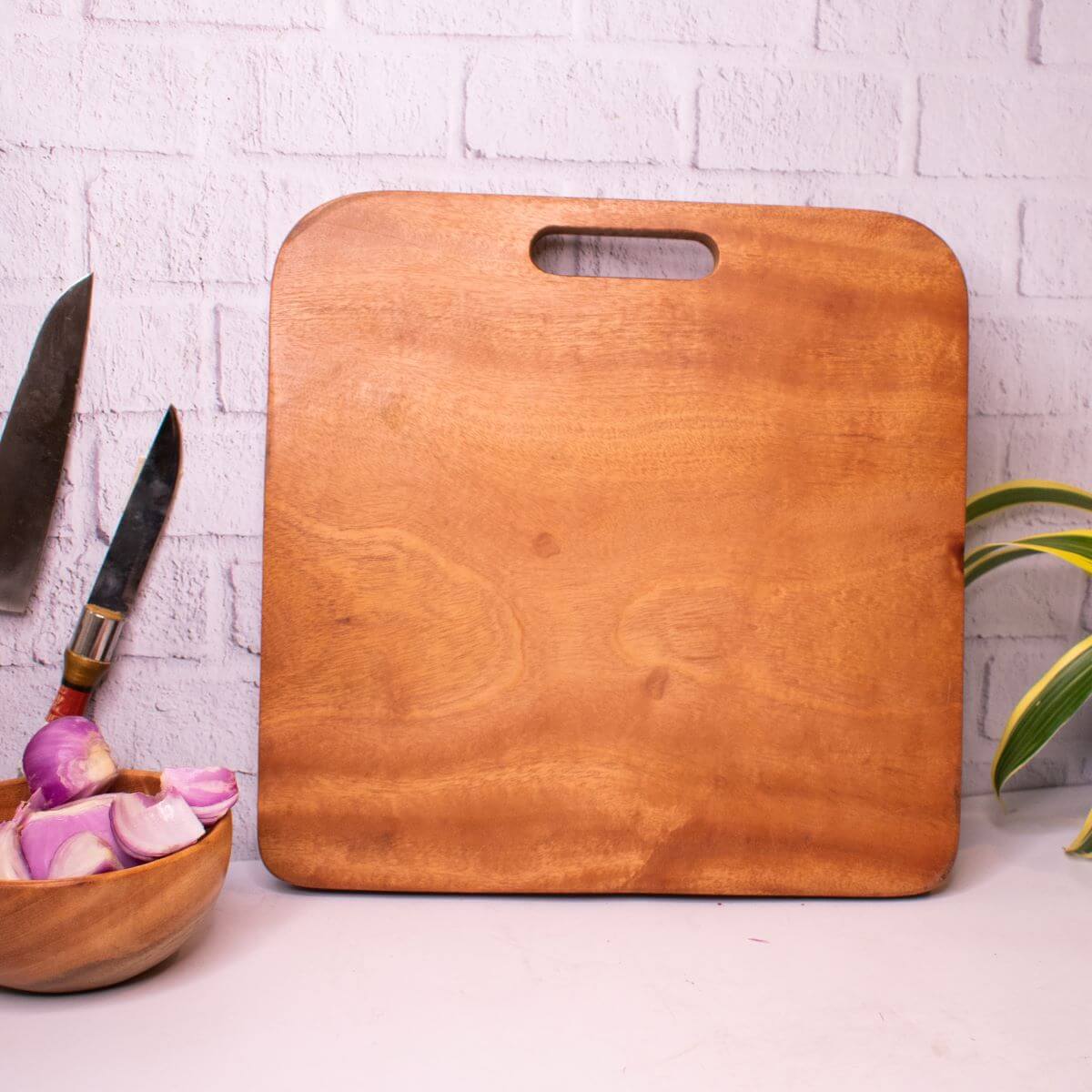 Handcrafted Neem Wood Square Chopping Board | Zishta