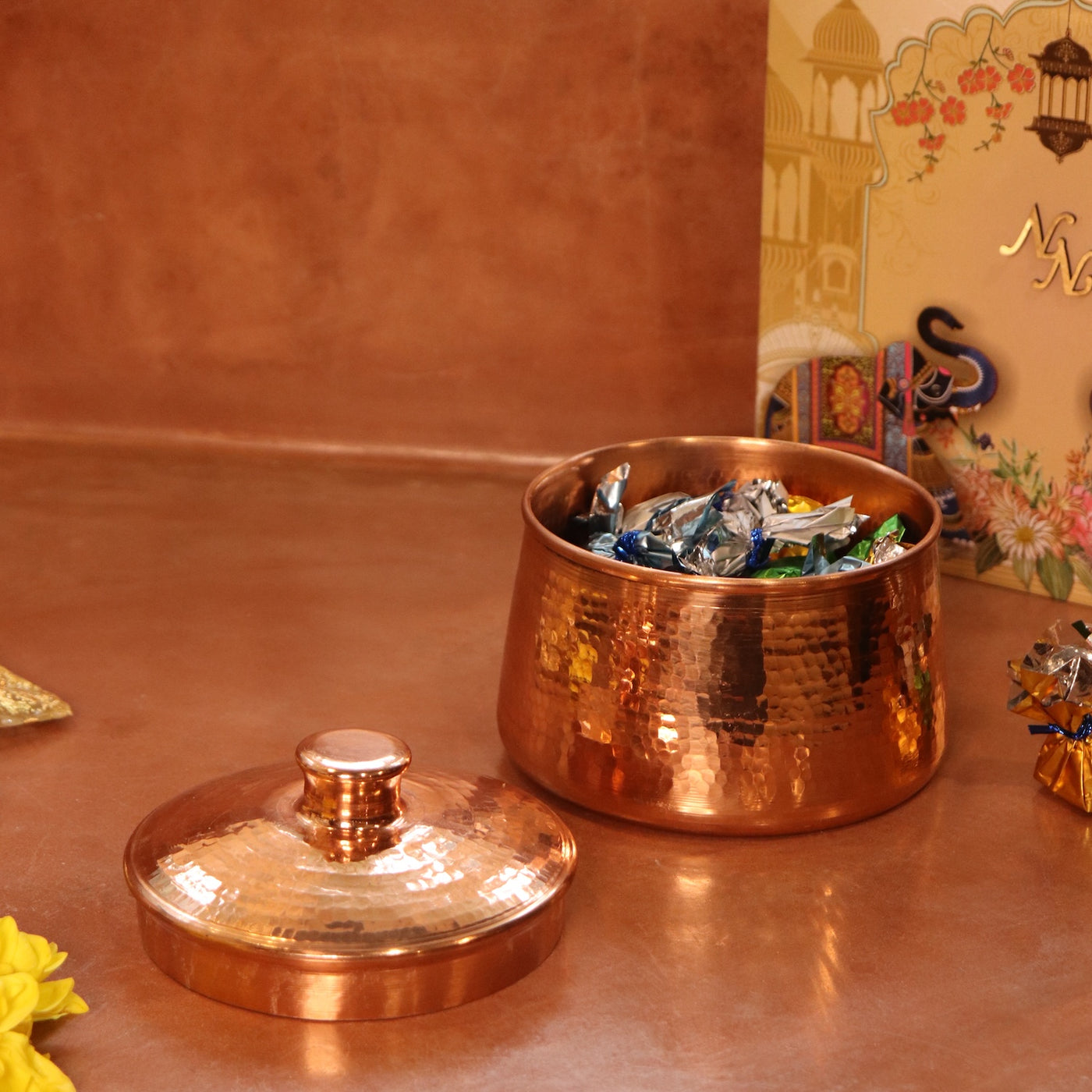 Handcrafted Copper Storage Container | Traditional Home Decor | Zishta