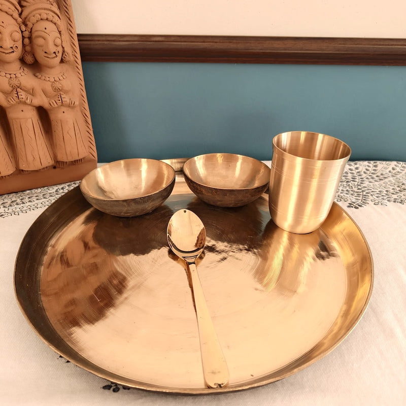 Handcrafted Kansa Dinner Plate Set | Buy Bronze Dinnerware Online